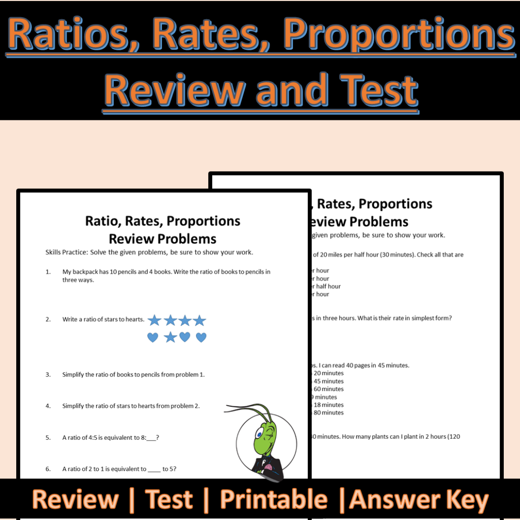 Ratios, Rates and Proportions Review and Test - Made By Teachers