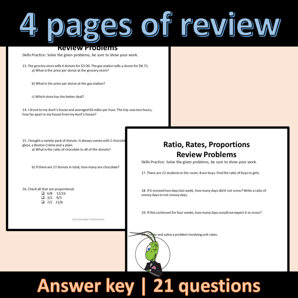 Ratios, Rates and Proportions Review and Test - Made By Teachers