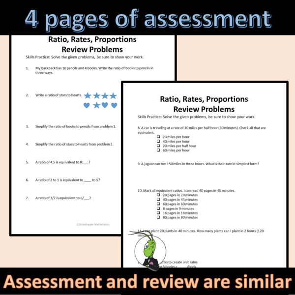 Ratios, Rates and Proportions Review and Test - Made By Teachers