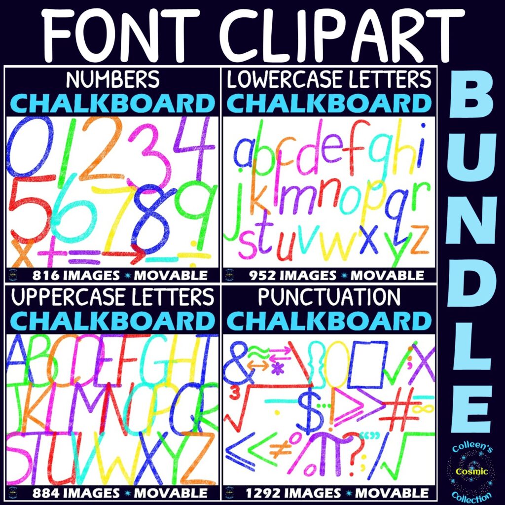 Chalkboard Font Clipart BUNDLE | Made By Teachers