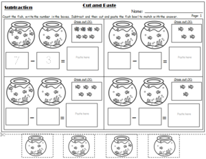 Fish Themed Subtraction Worksheets--Cut and Paste | Made By Teachers