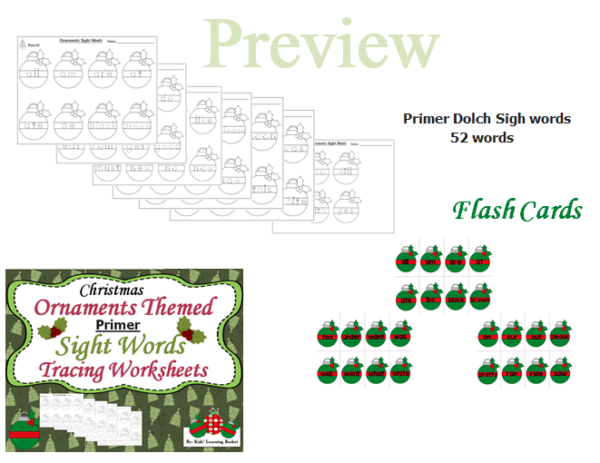 Ornament Sight Word Tracing Worksheets(Primer) | Made By Teachers