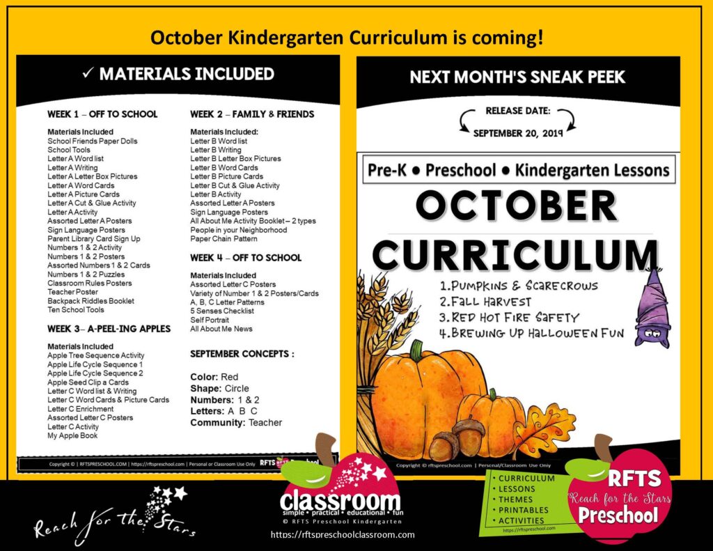 SEPTEMBER PRESCHOOL PREK KINDERGARTEN CURRICULUM MONTHLY LESSON PLAN ...