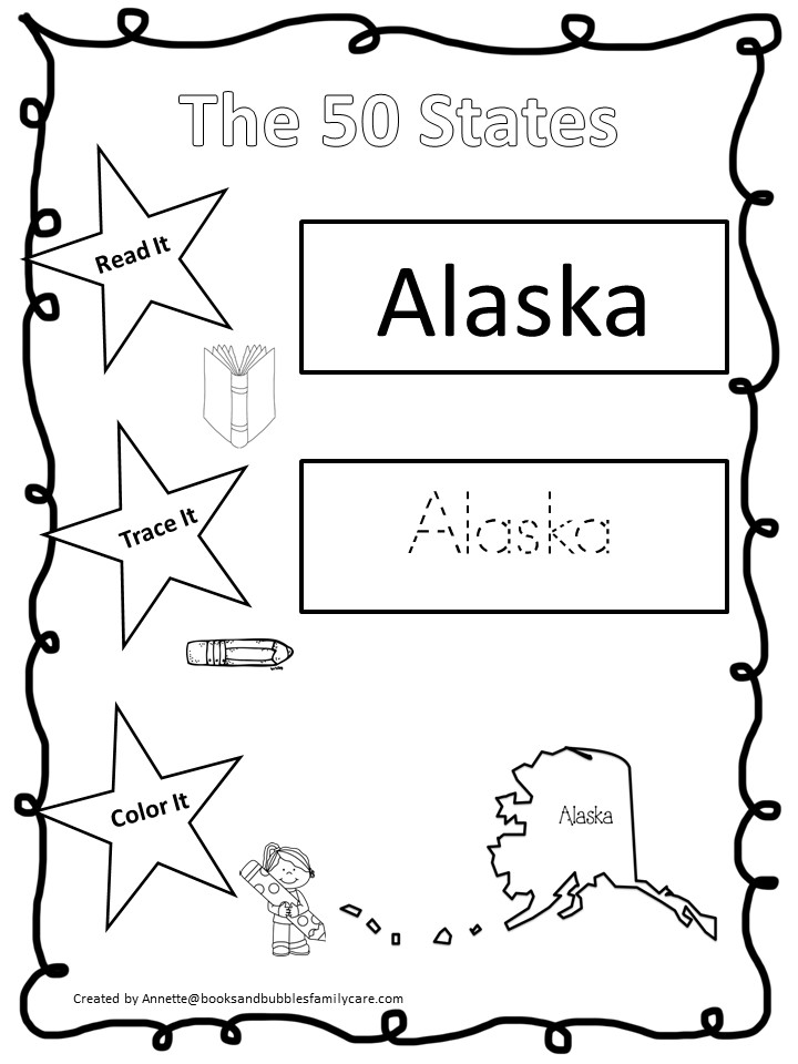 50 States Read it, Trace it, Color it Worksheets. | Made By Teachers