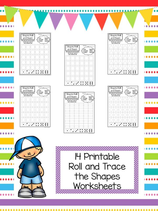 14 Printable 2-D Shapes Roll and Trace Worksheets. | Made By Teachers