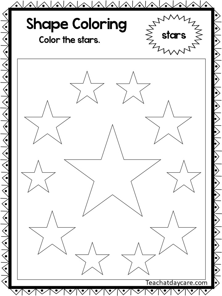 12 Printable Color the Shapes Daycare Worksheets. | Made By Teachers