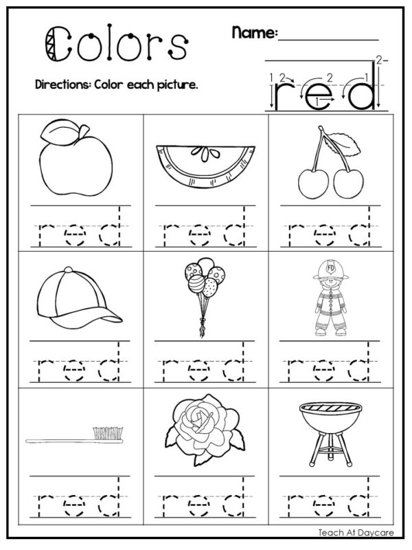 11 Color the Picture and Trace the Color Words. - Made By Teachers