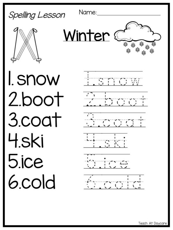 Kindergarten Winter Words Spelling Lesson Activity - Made By Teachers