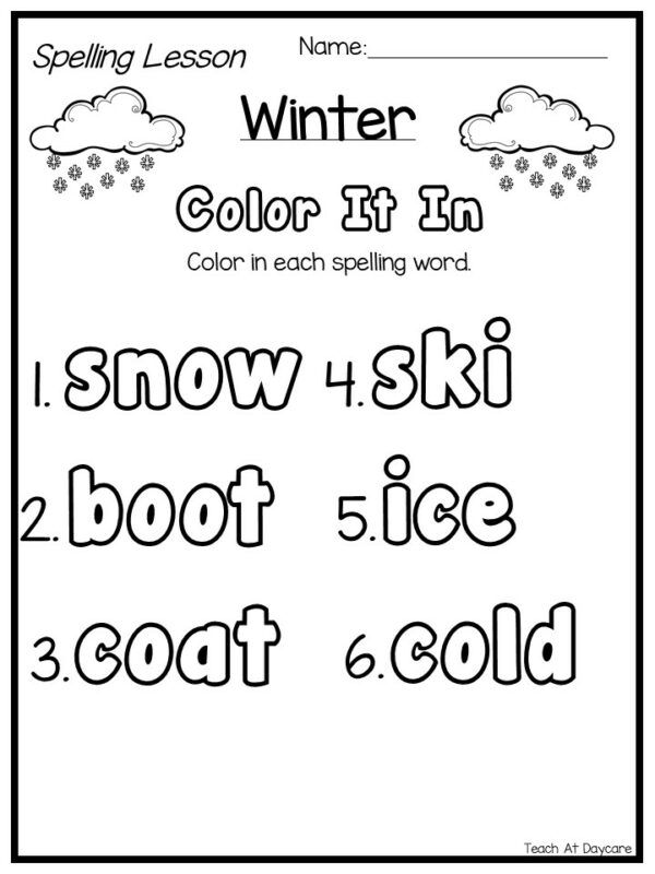 Kindergarten Winter Words Spelling Lesson Activity - Made By Teachers