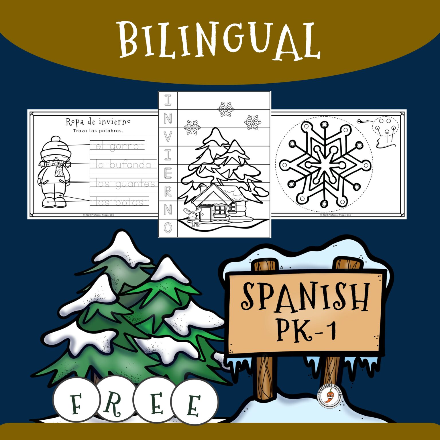 BILINGUAL - Free winter pack for PK, K, or 1st - Made By Teachers