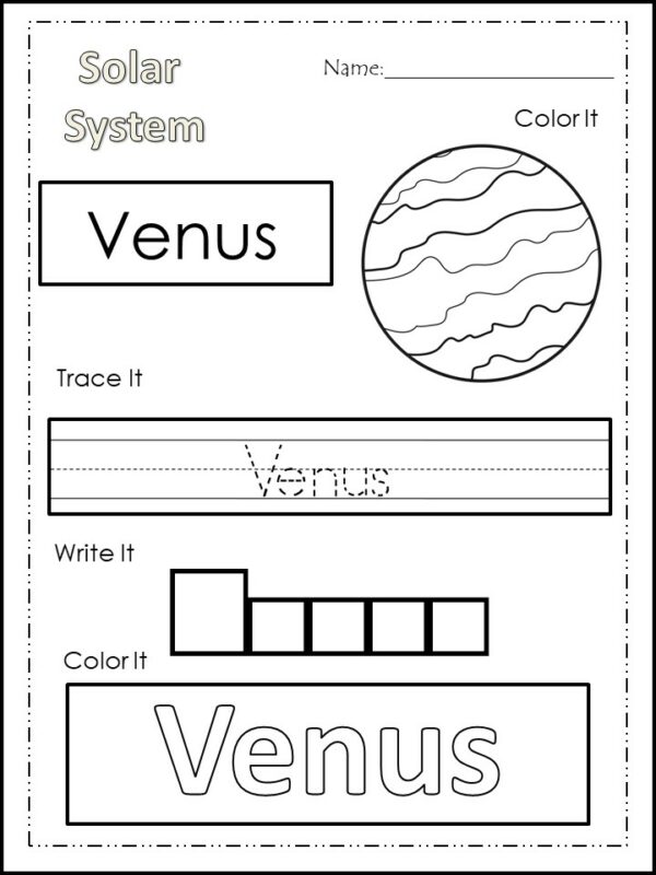 16 Solar System Color Read Trace Write Worksheets. | Made By Teachers