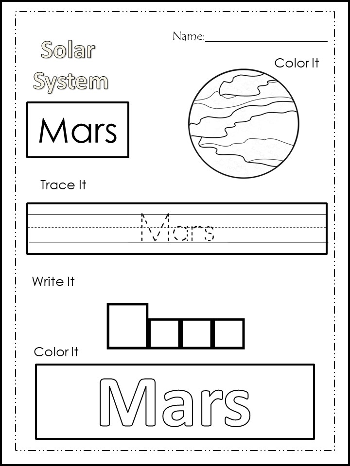 16 Solar System Color Read Trace Write Worksheets. - Made By Teachers