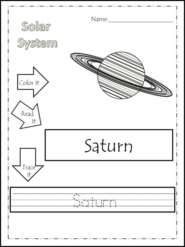 16 Solar System Color Read Trace Write Worksheets. | Made By Teachers