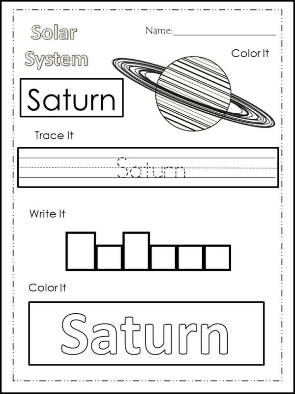16 Solar System Color Read Trace Write Worksheets. | Made By Teachers