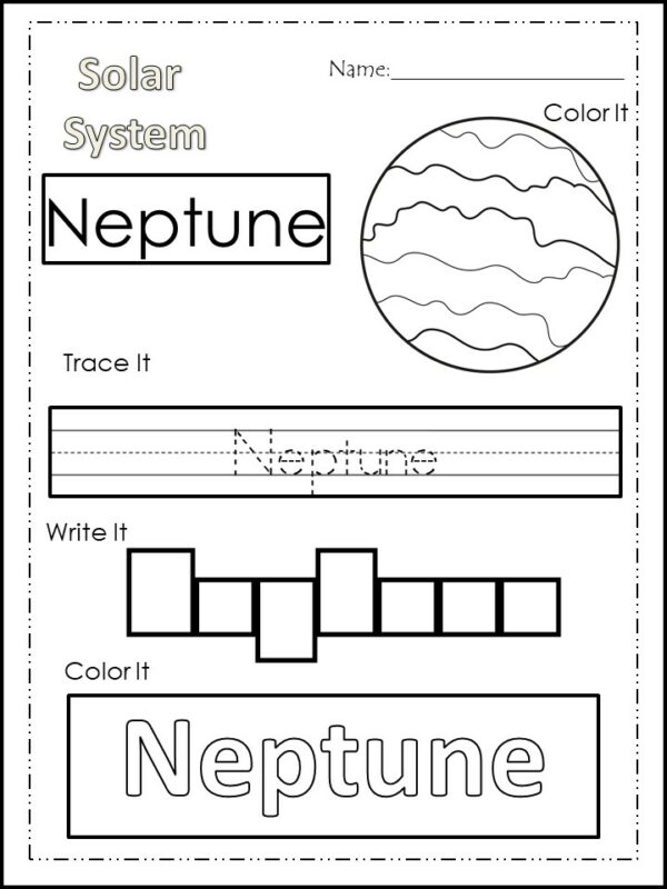 16 Solar System Color Read Trace Write Worksheets. | Made By Teachers