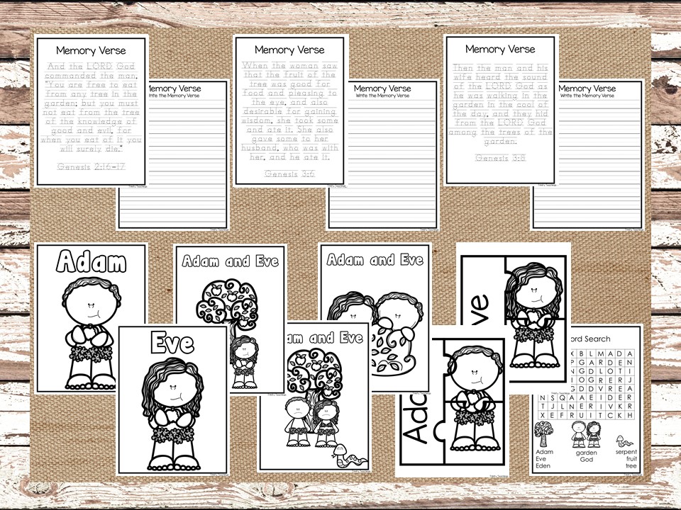 Adam and Eve Printable Weekly Bible Study Unit. - Made By Teachers