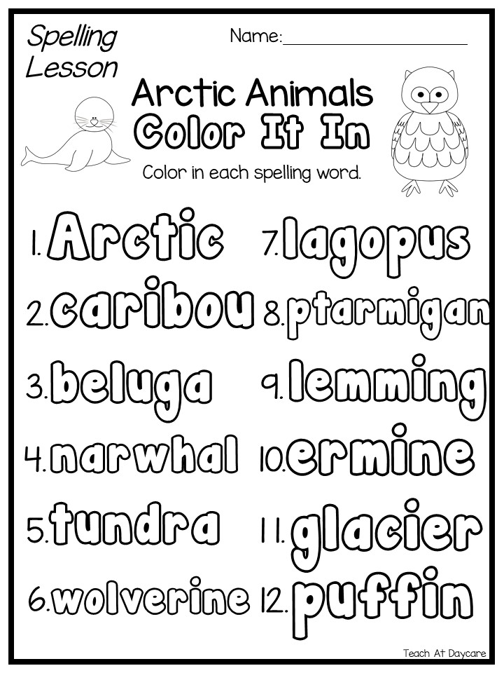 2nd Grade Arctic Animal Themed Words Spelling Unit - Made By Teachers