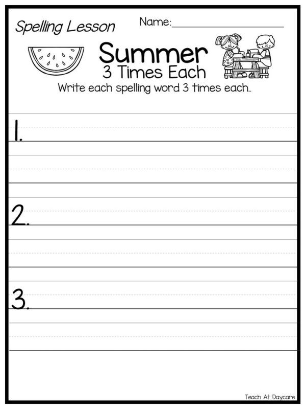 Kindergarten Summer Words Spelling Lesson Activity - Made By Teachers
