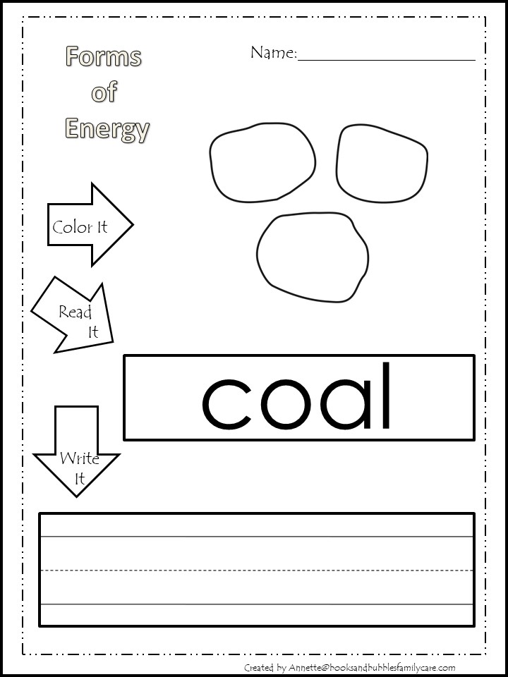 Forms of Energy Color Read Trace Write Worksheets. | Made By Teachers