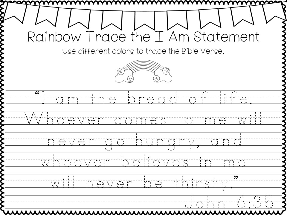 I Am Statements of Jesus. Bible Verse Trace Color | Made By Teachers