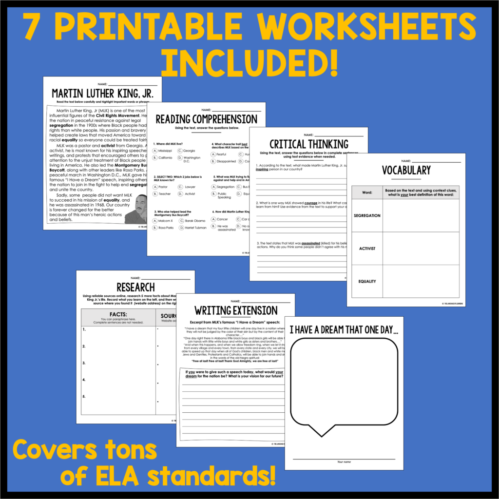 Martin Luther King Jr. ELA Activity Pack | MLK Day | Made By Teachers
