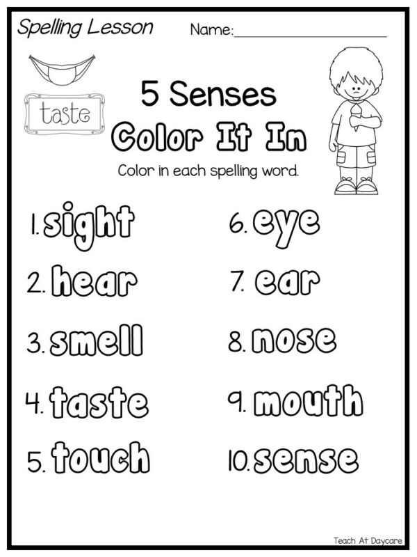 5 Senses Themed Words Supplemental Spelling Unit. - Made By Teachers
