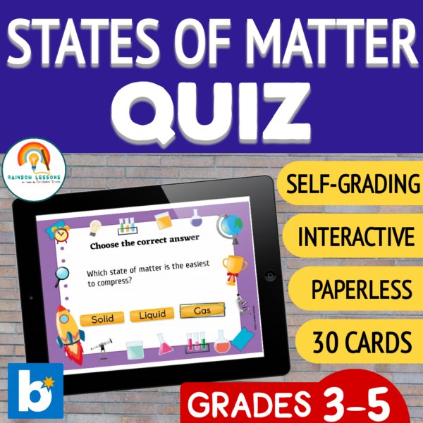 States of Matter Quiz | Science Boom Cards | Made By Teachers