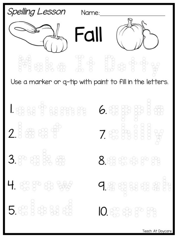 1st Grade Fall Themed Words Supplemental Spelling. - Made By Teachers