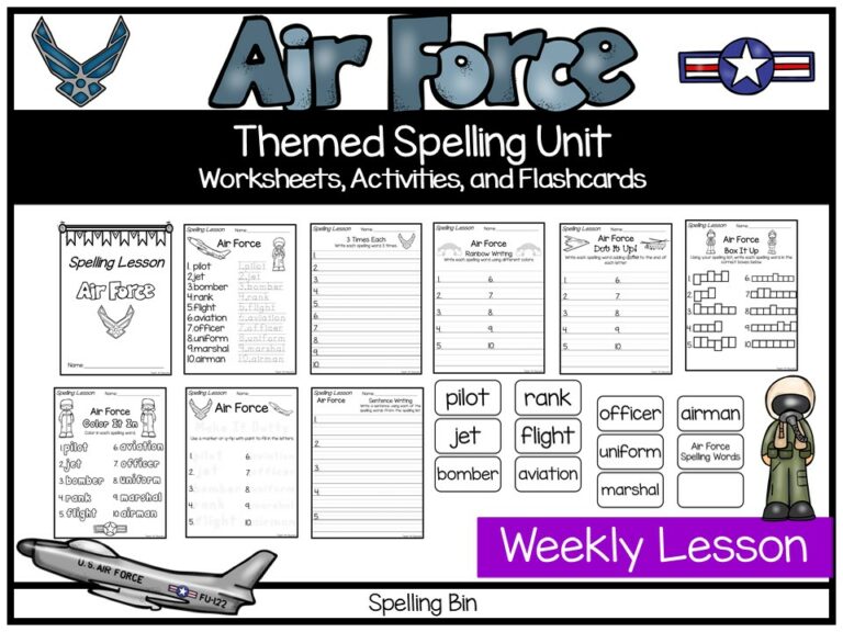 Air Force Themed Words Supplemental Spelling Unit. - Made By Teachers