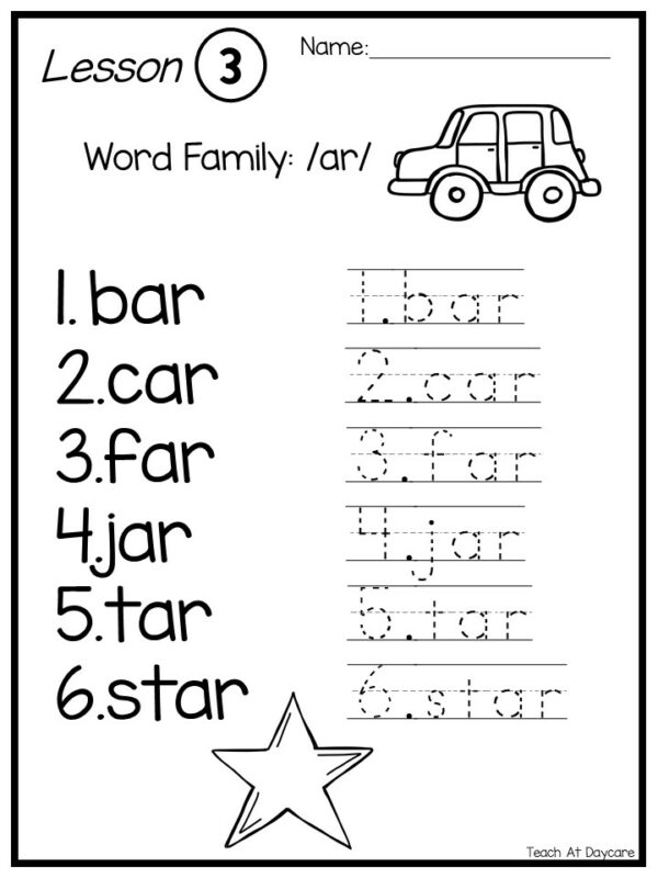 Word Family /ar/ Kindergarten Spelling Unit. - Made By Teachers
