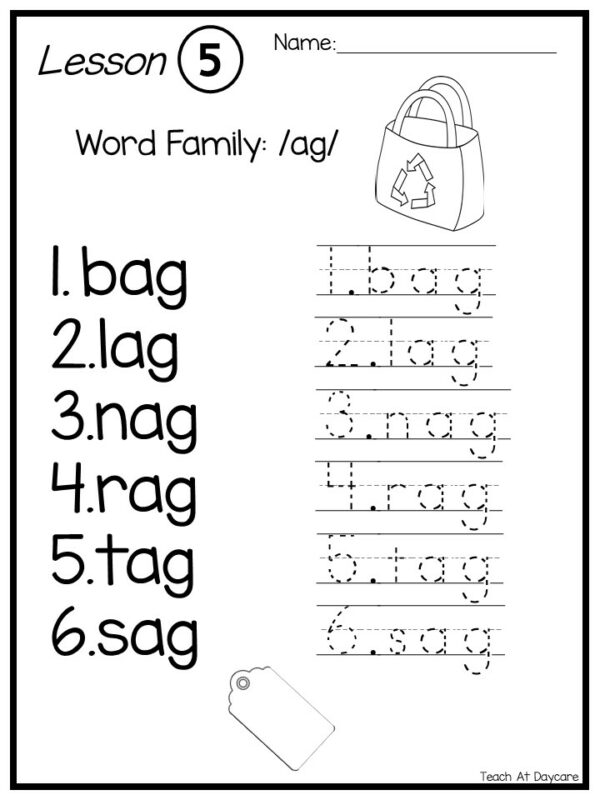 Word Family /ag/ Kindergarten Spelling Unit. - Made By Teachers