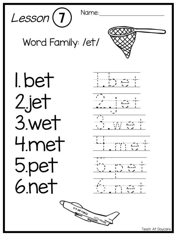 Word Family /et/ Kindergarten Spelling Unit. - Made By Teachers