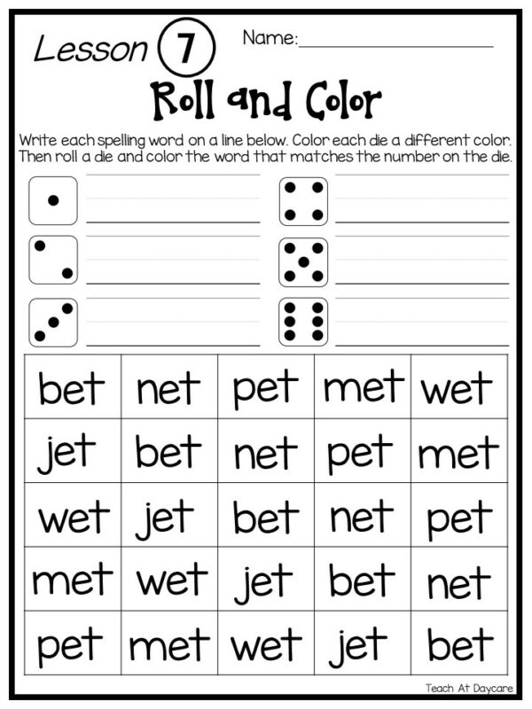Word Family /et/ Kindergarten Spelling Unit. - Made By Teachers