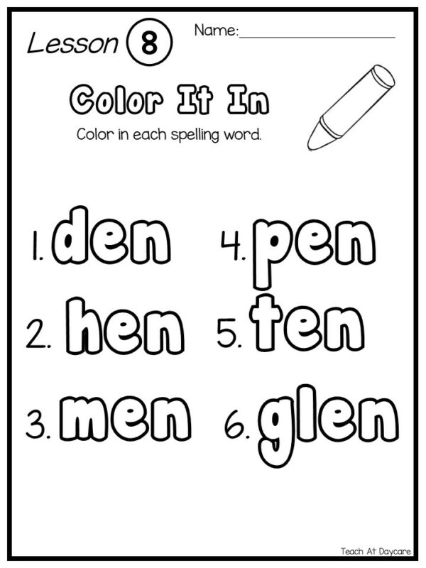 Word Family /en/ Kindergarten Spelling Unit. - Made By Teachers