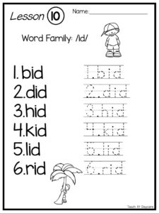 Word Family /id/ Kindergarten Spelling Unit. - Made By Teachers