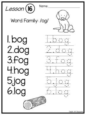 Word Family /og/ Kindergarten Spelling Unit. - Made By Teachers