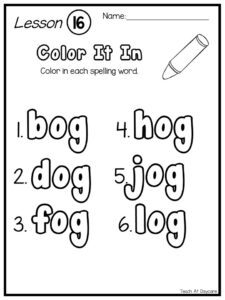 Word Family /og/ Kindergarten Spelling Unit. - Made By Teachers