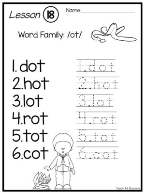 Word Family /ot/ Kindergarten Spelling Unit. | Made By Teachers