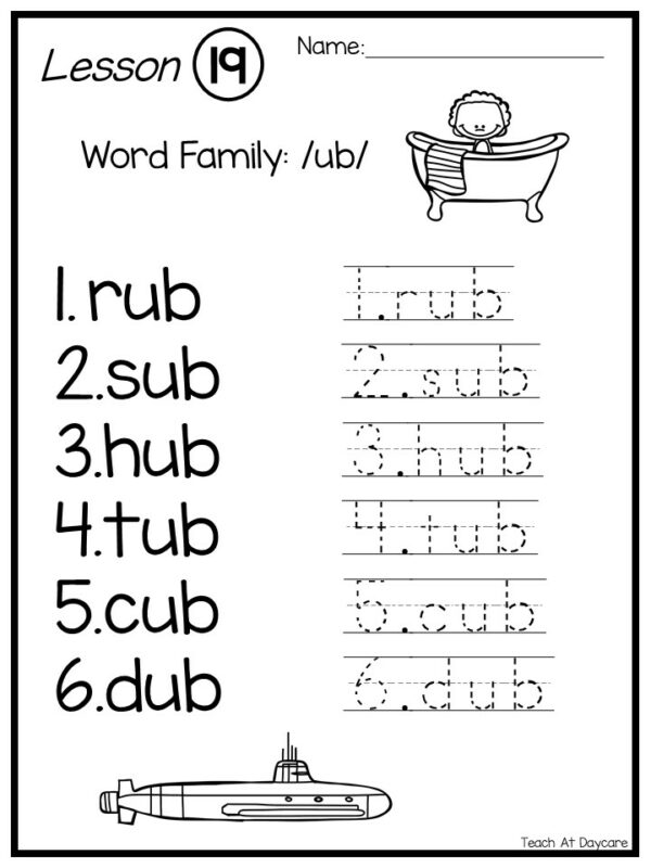 Word Family /ub/ Kindergarten Spelling Unit. - Made By Teachers