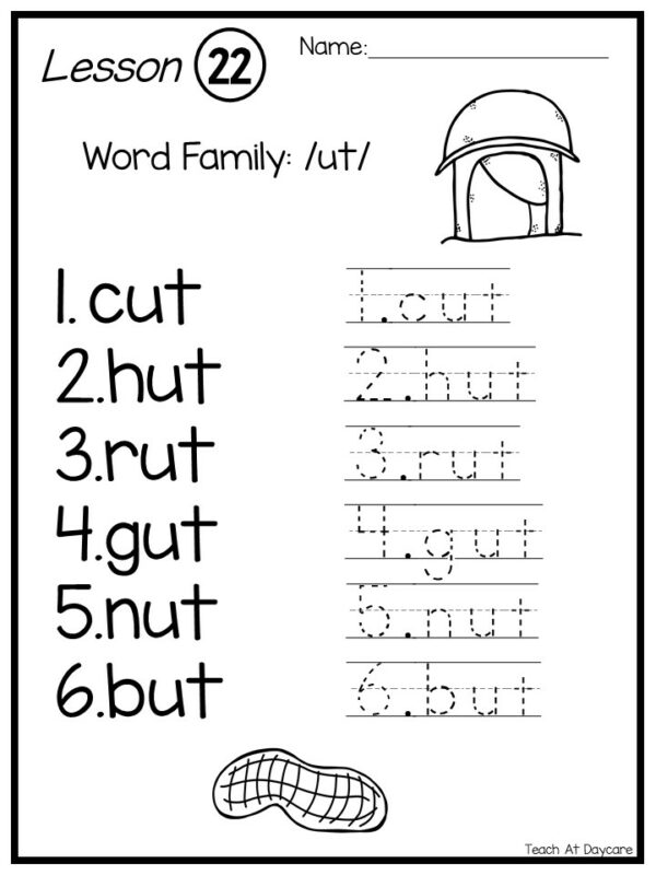 Word Family /ut/ Kindergarten Spelling Unit. - Made By Teachers