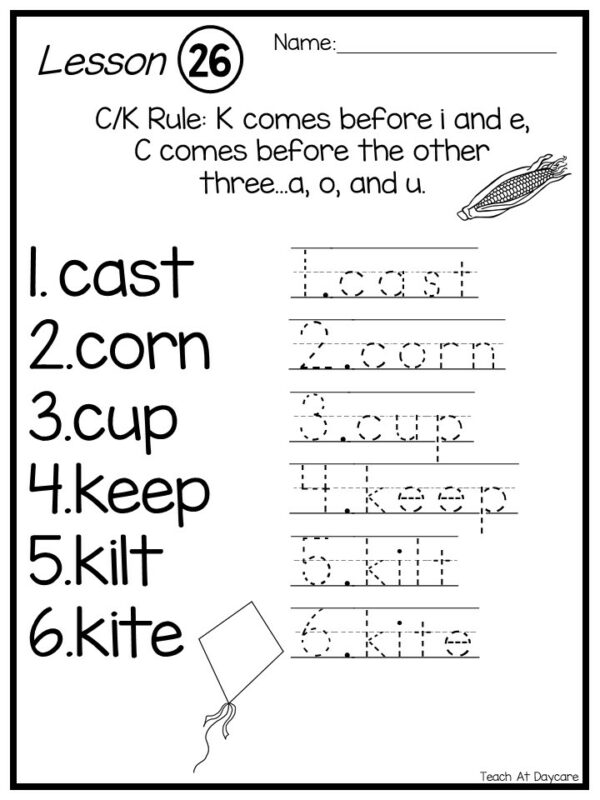 C/K Rule Kindergarten Spelling Unit. - Made By Teachers