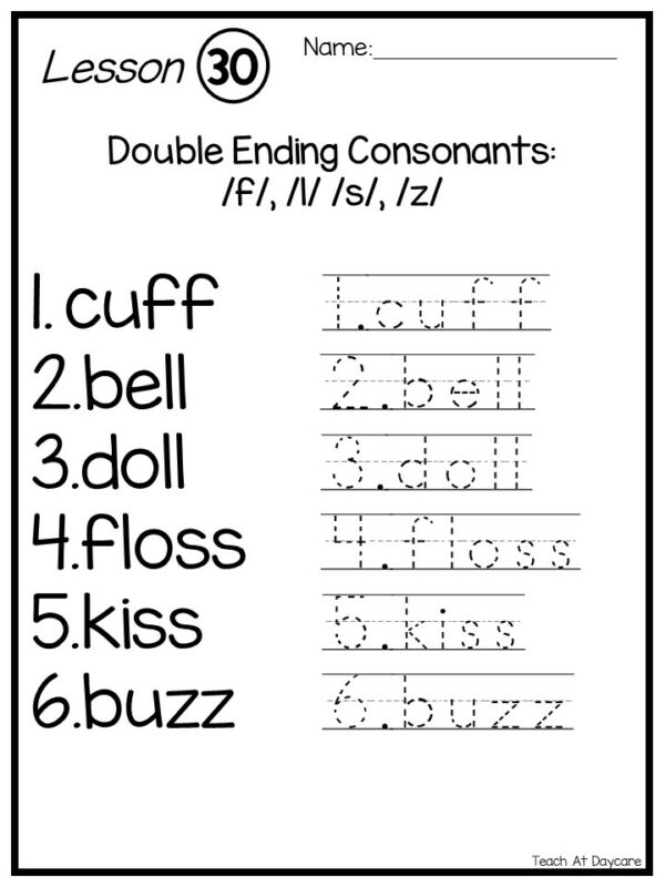 Double Ending Consonant Kindergarten Spelling Unit - Made By Teachers