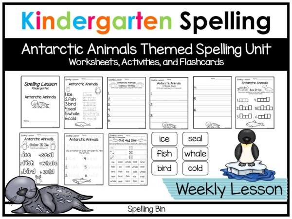 Kindergarten Antarctic Animals Words Spelling Unit - Made By Teachers