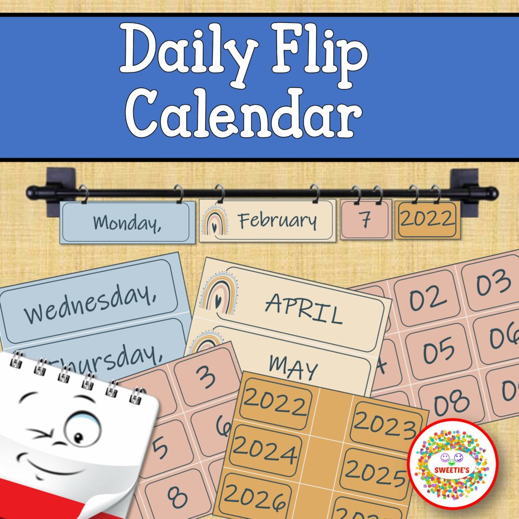 Daily Flip Calendar Cards BOHO Rainbow Made By Teachers