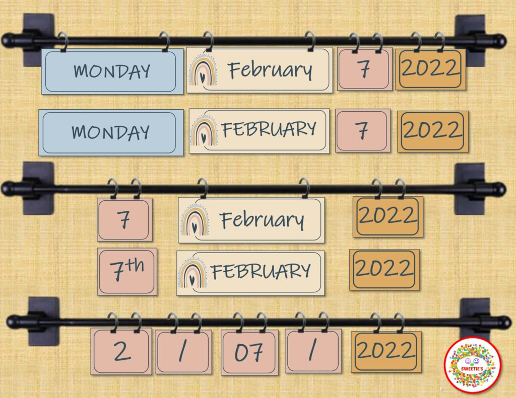 Daily Flip Calendar Cards BOHO Rainbow | Made By Teachers