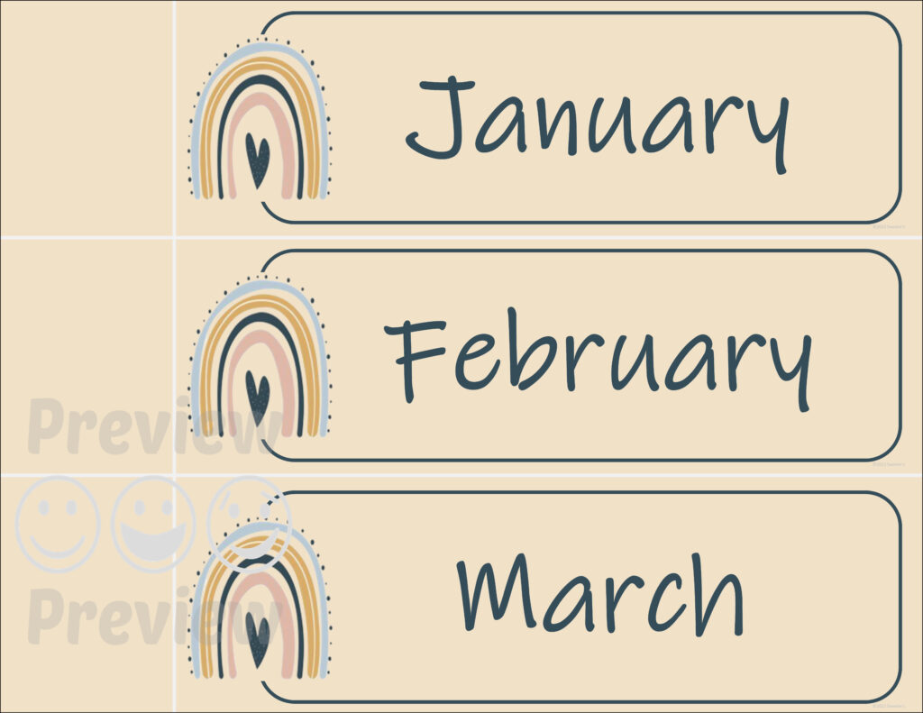 Daily Flip Calendar Cards BOHO Rainbow | Made By Teachers