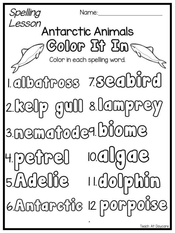 Second Grade Antarctic Animal Words Spelling Unit - Made By Teachers