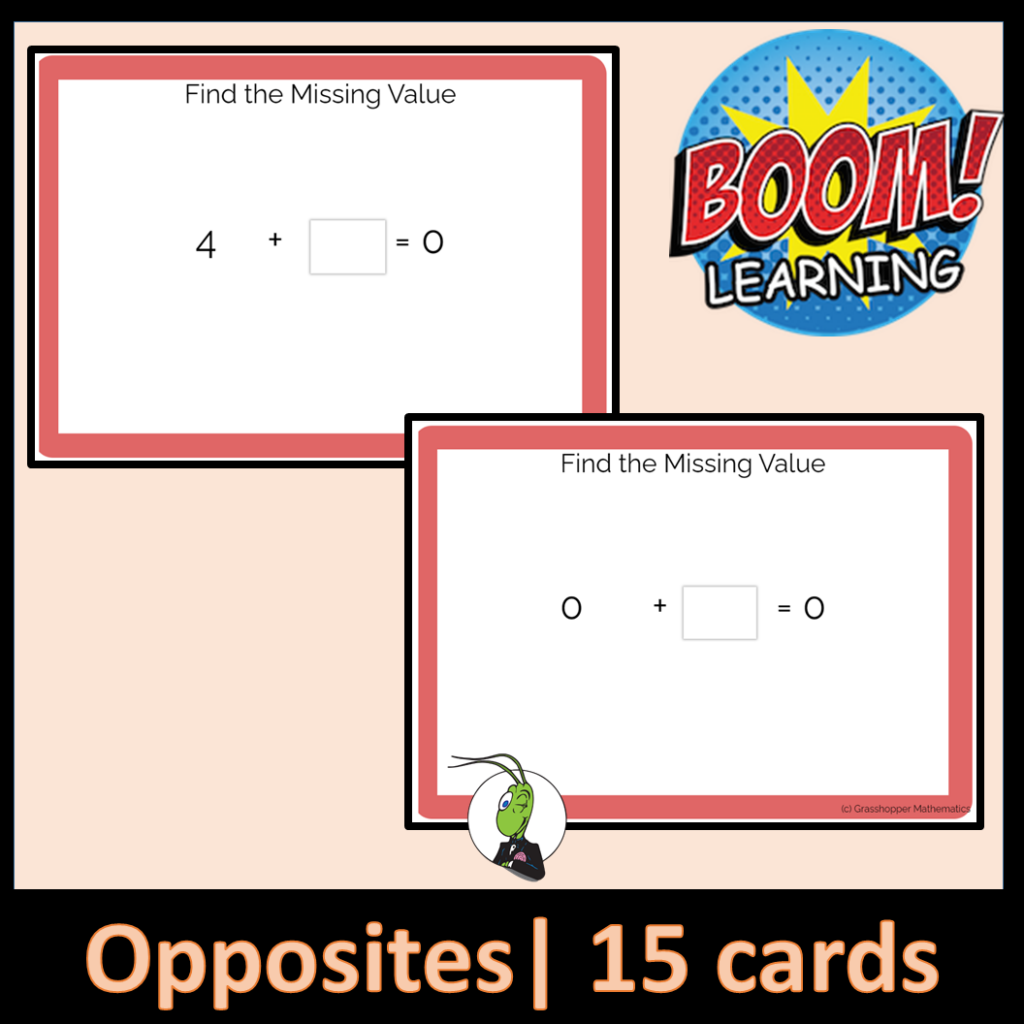 Finding Opposite Sums to 0 BOOM Task Cards | Made By Teachers