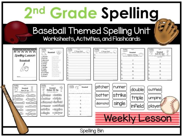 Second Grade Baseball Sport Words Spelling Unit - Made By Teachers