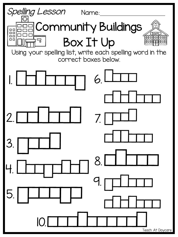 Community Buildings Words Supplement Spelling Unit - Made By Teachers
